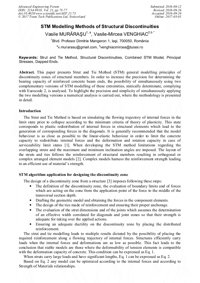 STM Modelling Methods of Structural Discontinuities | Scientific.Net