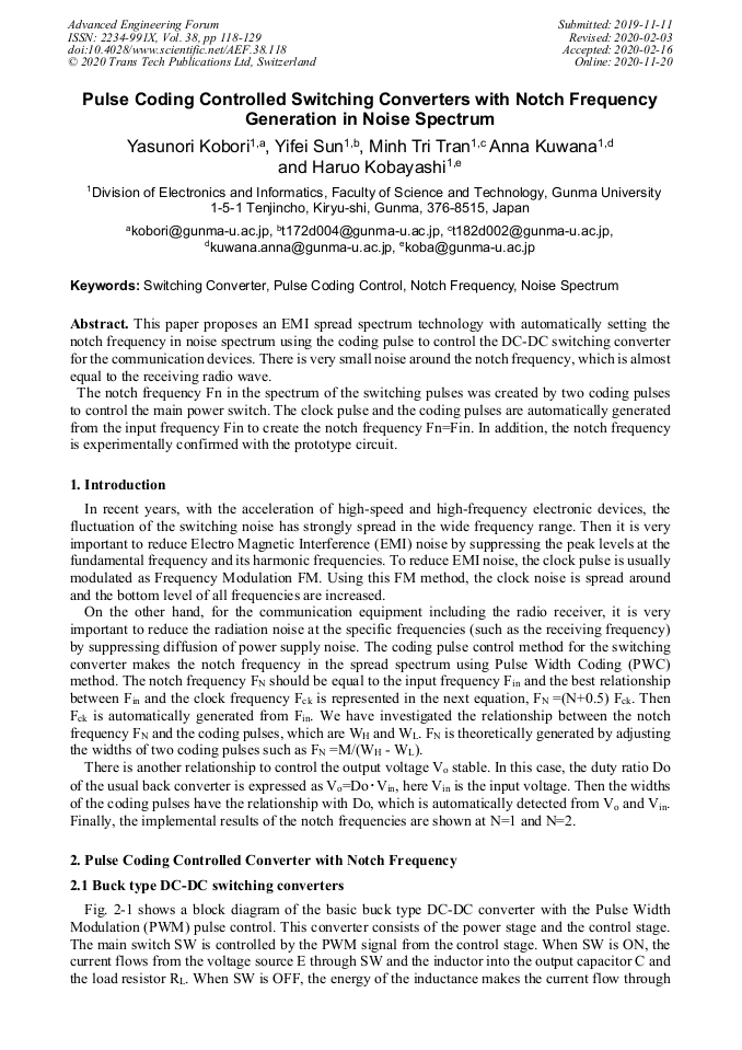 Pulse Coding Controlled Switching Converters with Notch Frequency ...