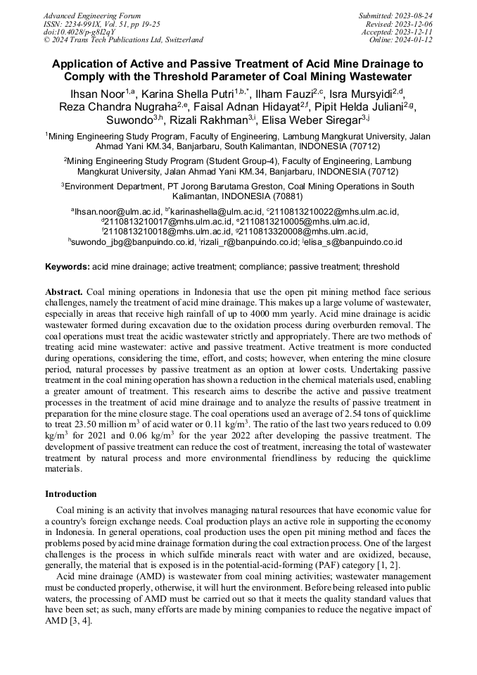 Application of Active and Passive Treatment of Acid Mine Drainage to ...