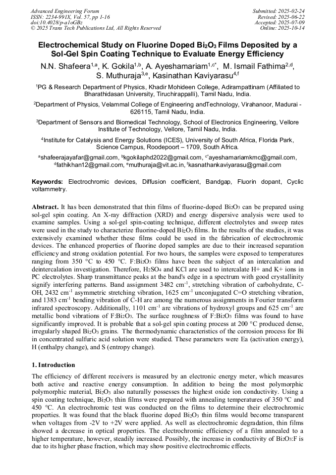 Electrochemical Study on Fluorine Doped Bi2O3 films Deposited by a Sol-Gel Spin Coating ...