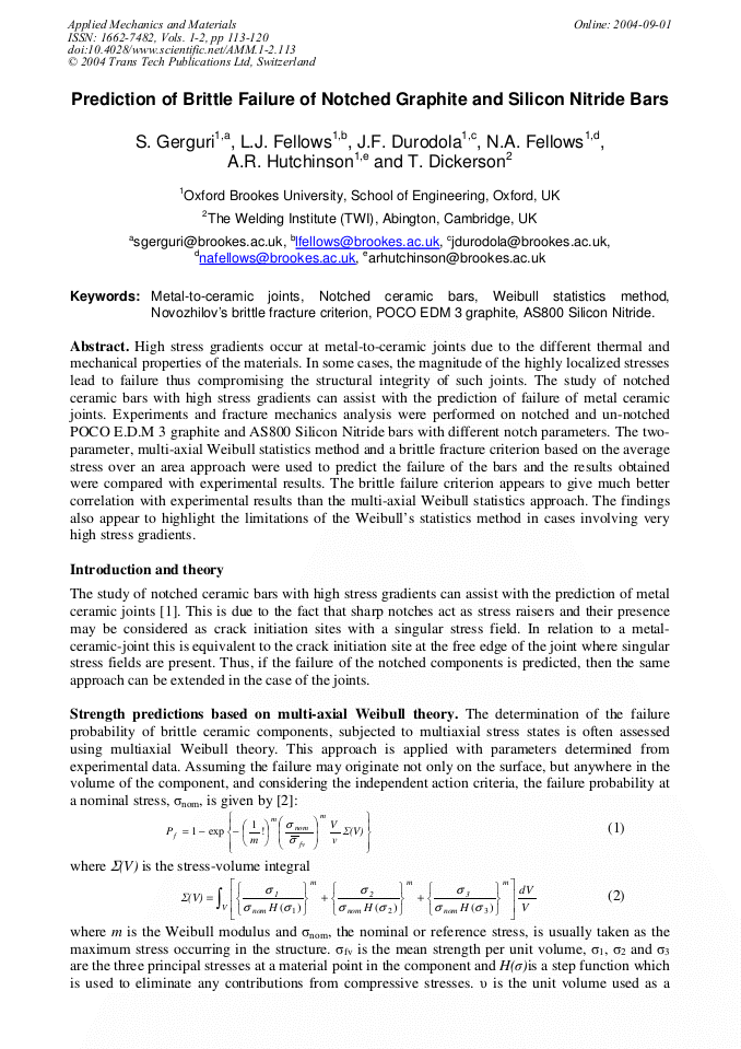 Prediction of Brittle Failure of Notched Graphite and Silicon Nitride ...