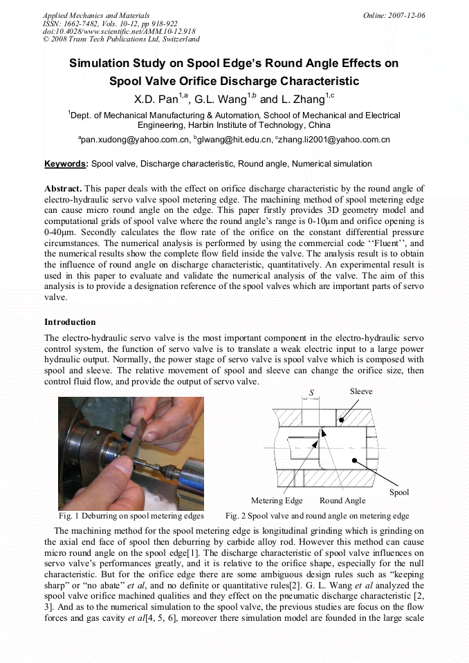 Simulation Study on Spool Edge’s Round Angle Effects on Spool Valve ...
