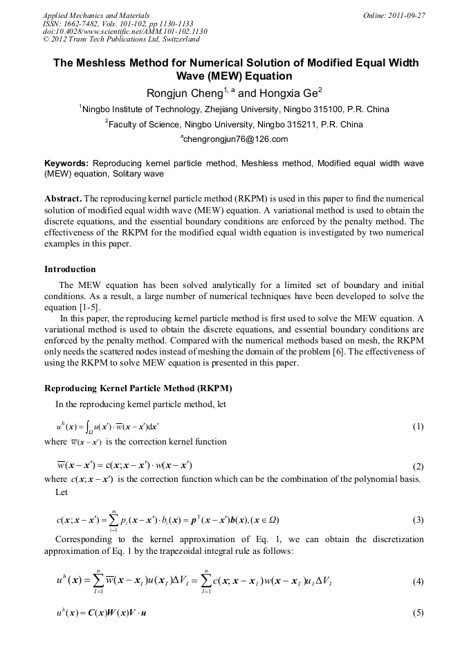 The Meshless Method for Numerical Solution of Modified Equal Width Wave ...