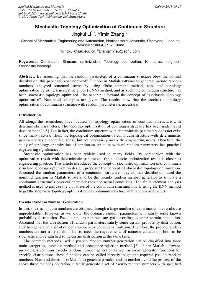 Stochastic Topology Optimization of Continuum Structure | Scientific.Net