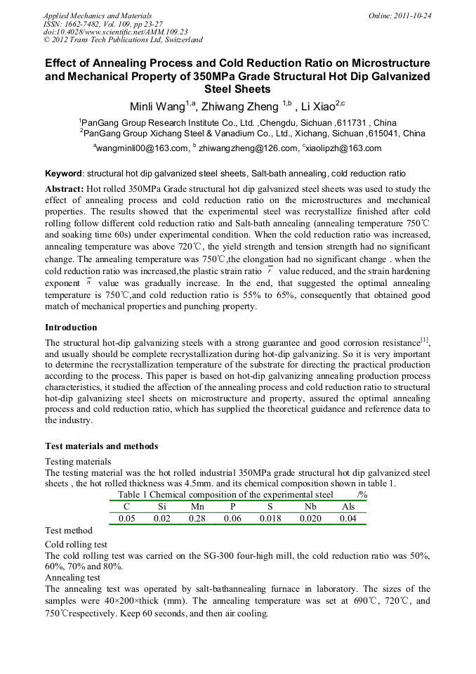 Effect of Annealing Process and Cold Reduction Ratio on Microstructure ...