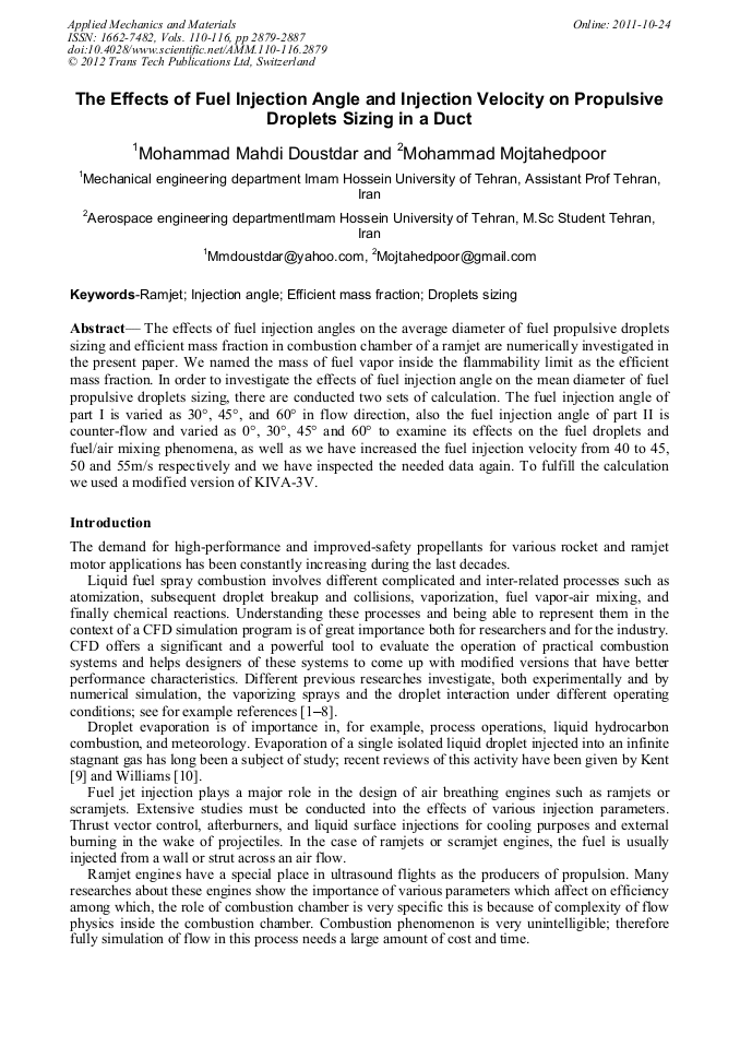 The Effects of Fuel Injection Angle and Injection Velocity on ...