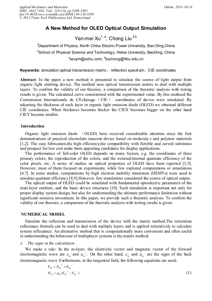 A New Method for OLED Optical Output Simulation | Scientific.Net