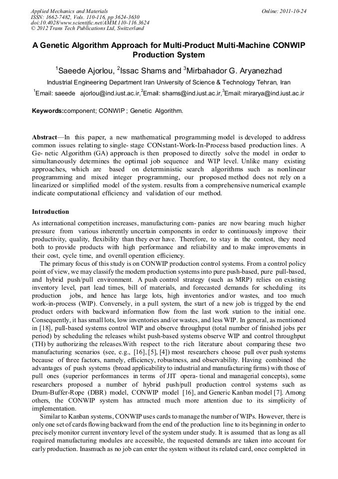 A Genetic Algorithm Approach for Multi-Product Multi-Machine CONWIP ...