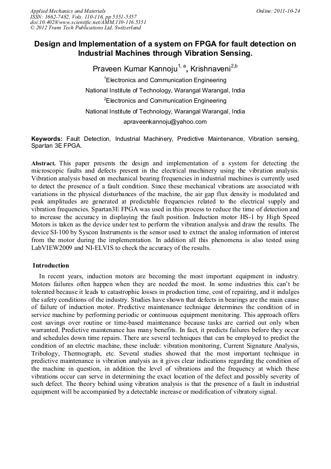 Design And Implementation Of A System On Fpga For Fault Detection On 0742
