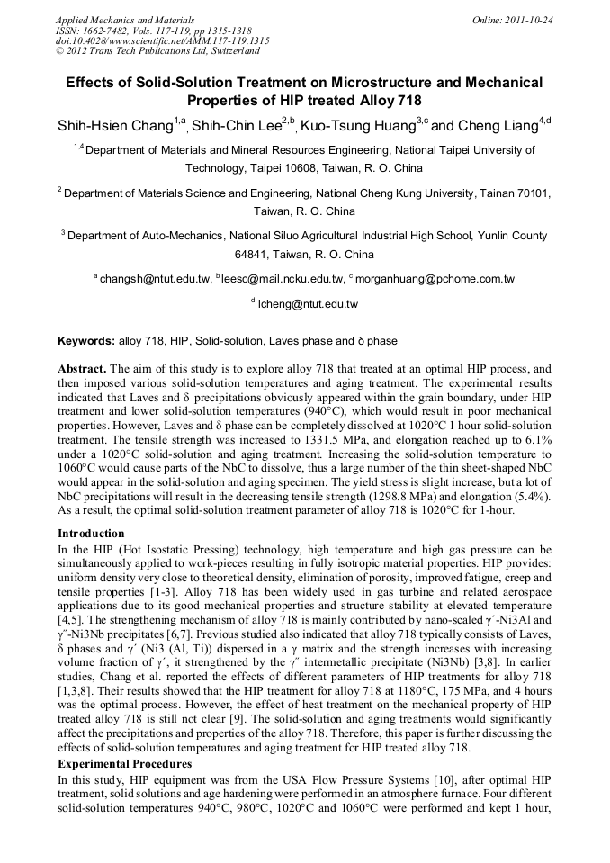 Effects of Solid-Solution Treatment on Microstructure and Mechanical ...