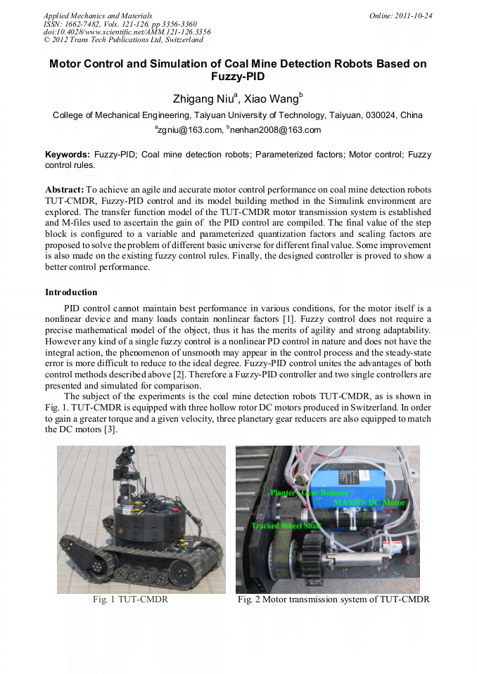 Motor Control and Simulation of Coal Mine Detection Robots Based on ...