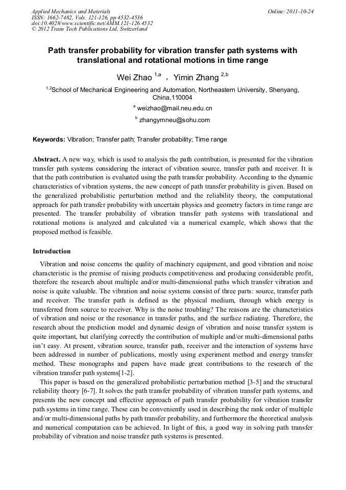 Path Transfer Probability for Vibration Transfer Path Systems with Translational and Rotational ...