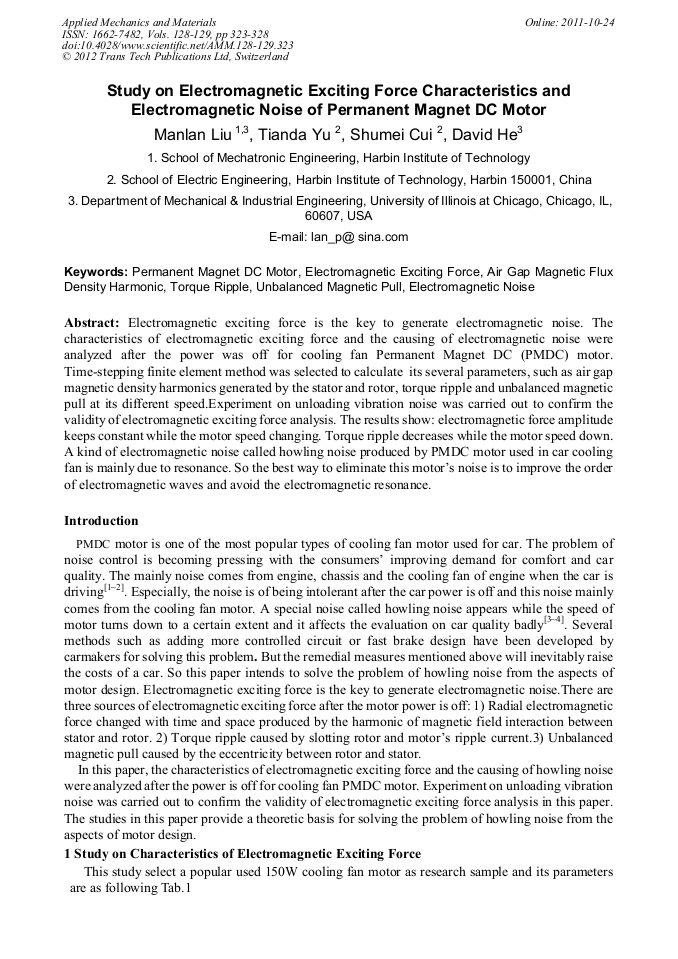 Study on Electromagnetic Exciting Force Characteristics and ...