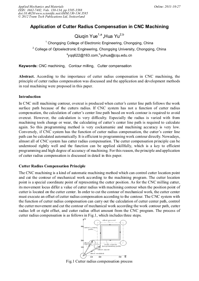Application of Cutter Radius Compensation in CNC Machining | Scientific.Net