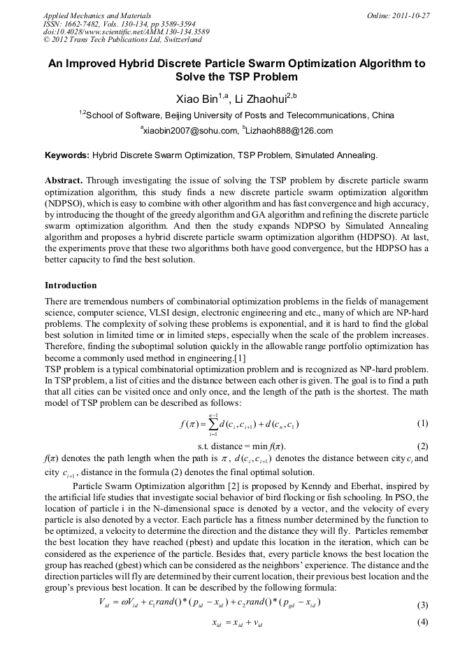 An Improved Hybrid Discrete Particle Swarm Optimization Algorithm To