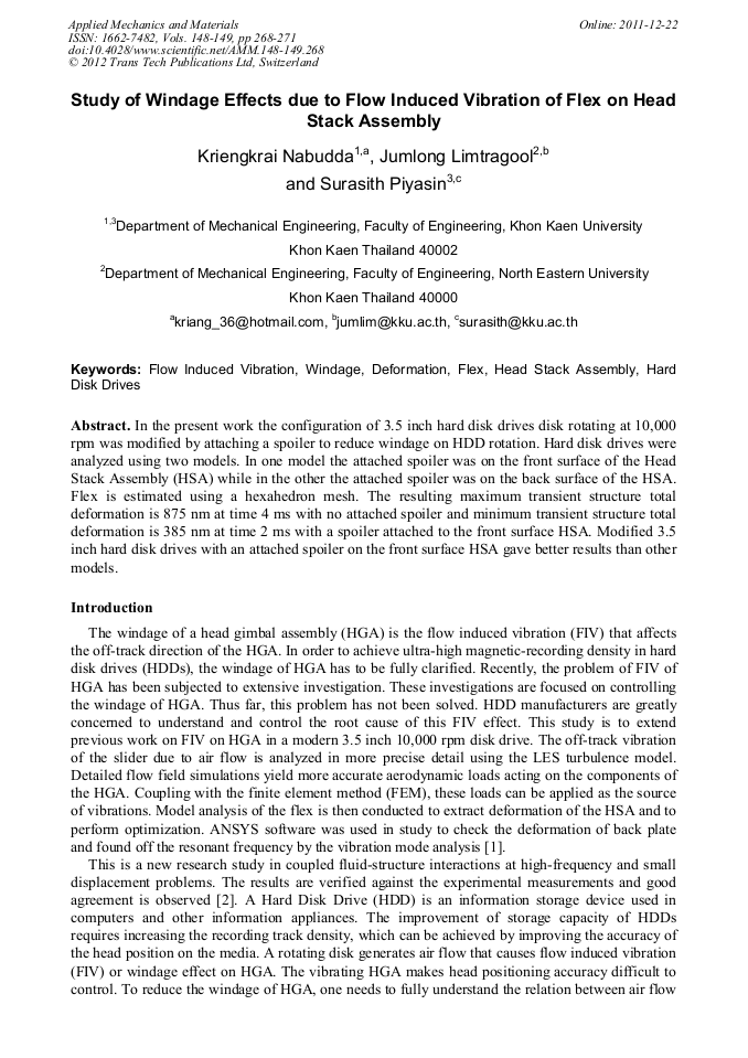 Study of Windage Effects due to Flow Induced Vibration of Flex on Head ...
