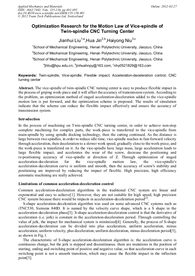 Optimization Research for the Motion Law of Vice-Spindle of Twin ...