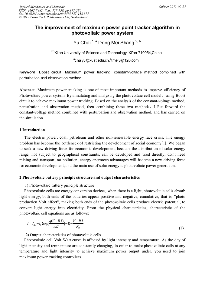 The Improvement Of Maximum Power Point Tracker Algorithm In