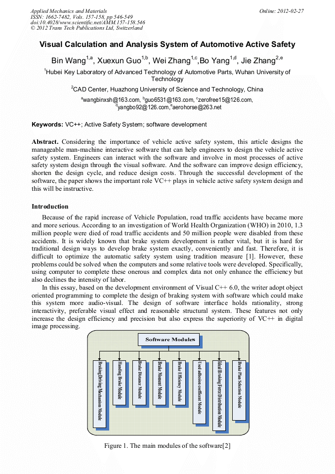 Visual Calculation and Analysis System of Automotive Active Safety ...