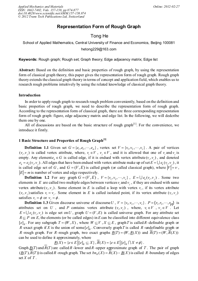 Representation Form of Rough Graph | Scientific.Net