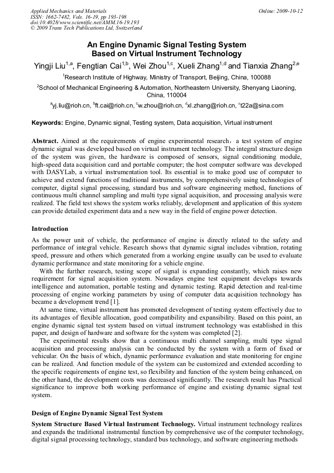 An Engine Dynamic Signal Testing System Based on Virtual Instrument ...
