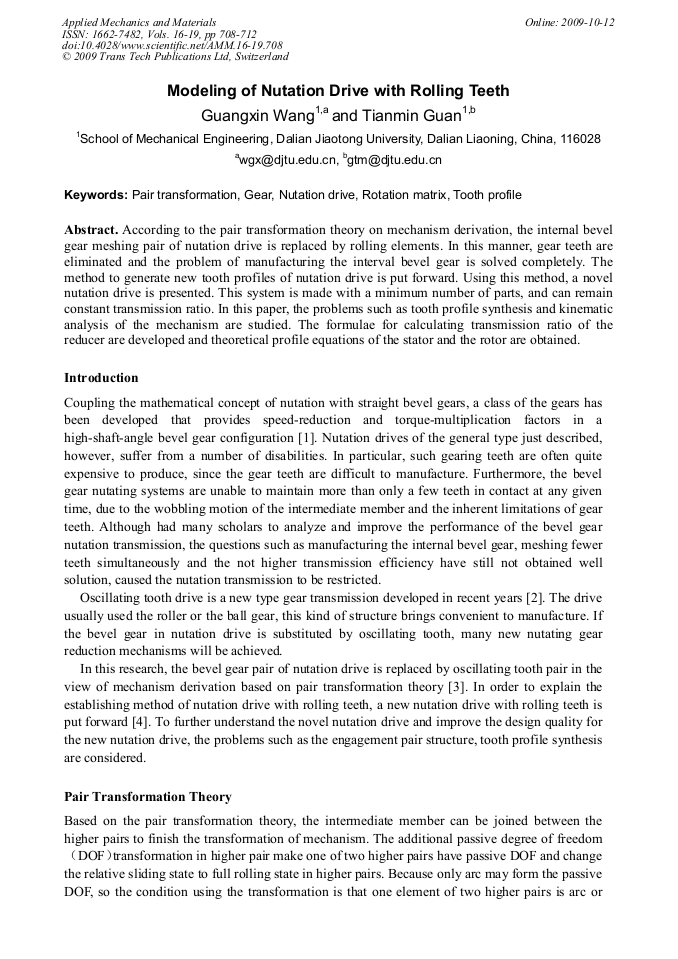 Modeling of Nutation Drive with Rolling Teeth | Scientific.Net