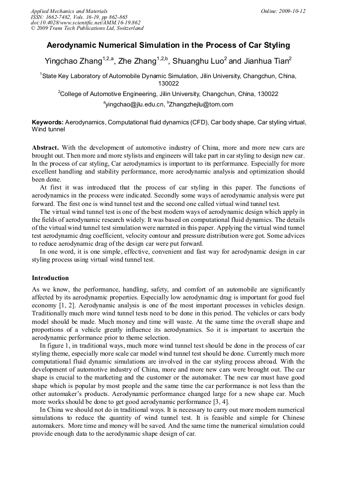 Aerodynamic Numerical Simulation in the Process of Car Styling ...