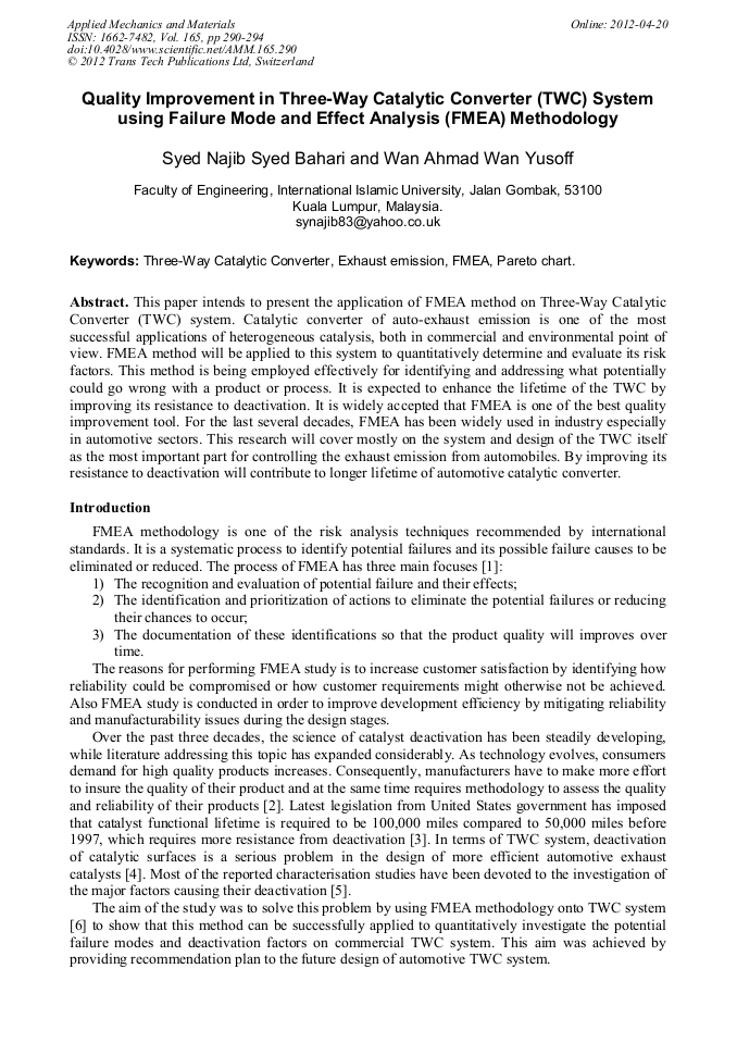 Quality Improvement in Three-Way Catalytic Converter (TWC) System Using ...