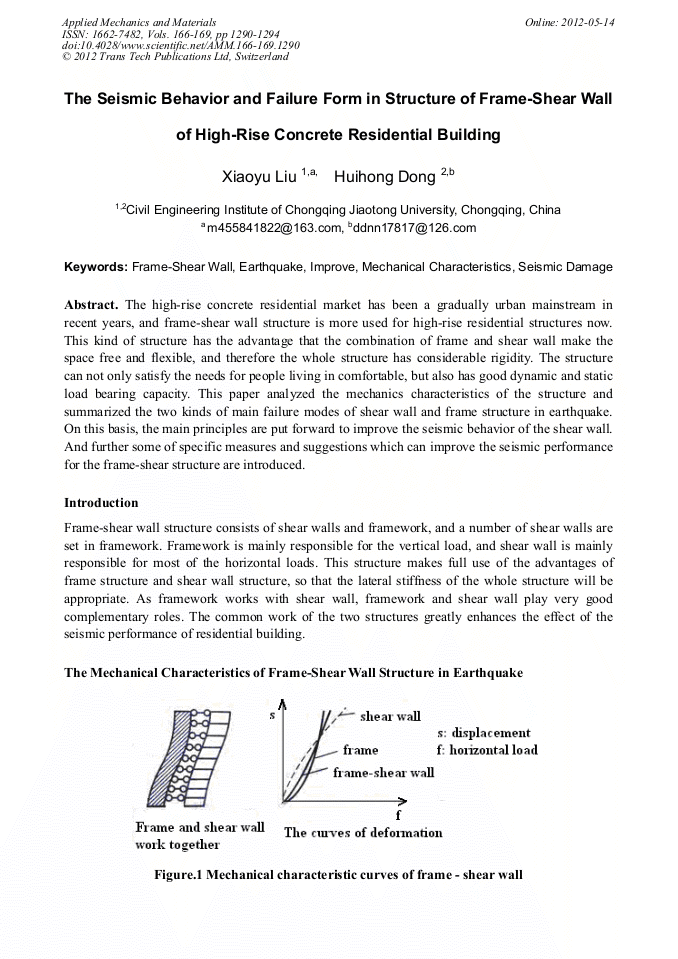 The Seismic Behavior and Failure Form in Structure of Frame-Shear Wall ...