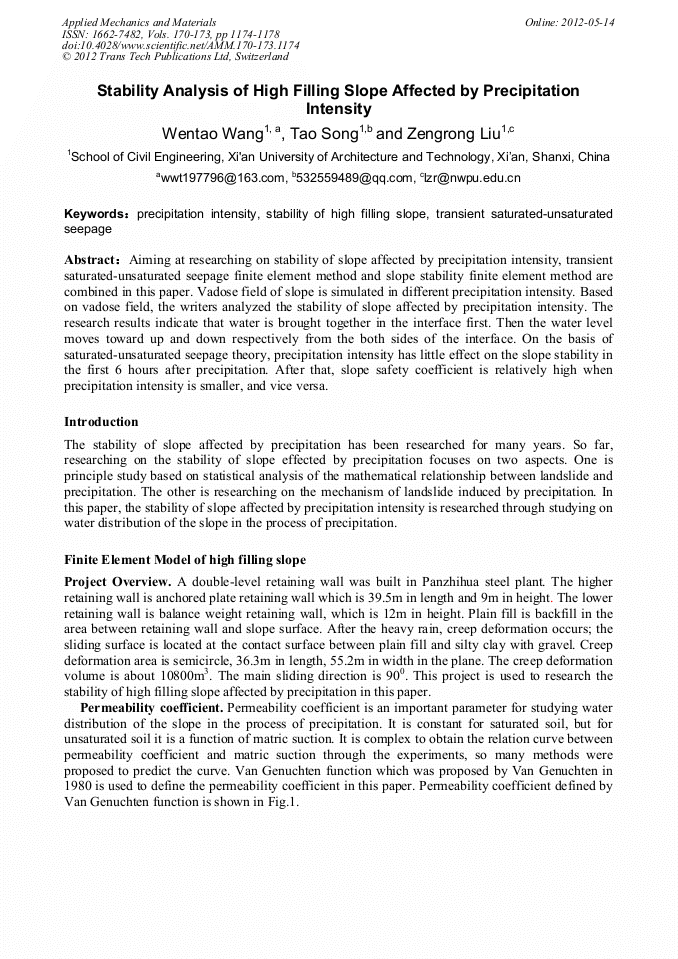 Stability Analysis of High Filling Slope Affected by Precipitation ...