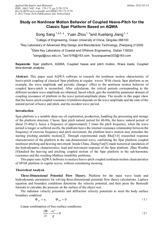Study on Nonlinear Motion Behavior of Coupled Heave-Pitch for the ...