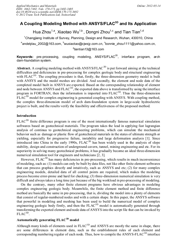 A Coupling Modeling Method with ANSYS/FLAC3D and its Application ...
