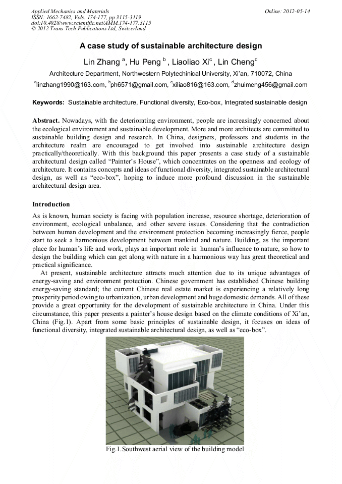 A Case Study of Sustainable Architecture Design | Scientific.Net