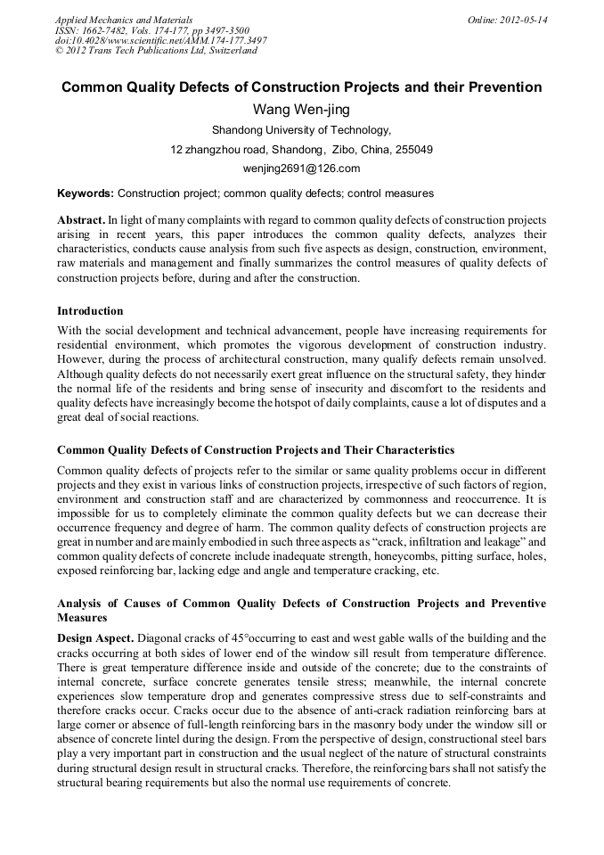 Common Quality Defects of Construction Projects and their Prevention ...