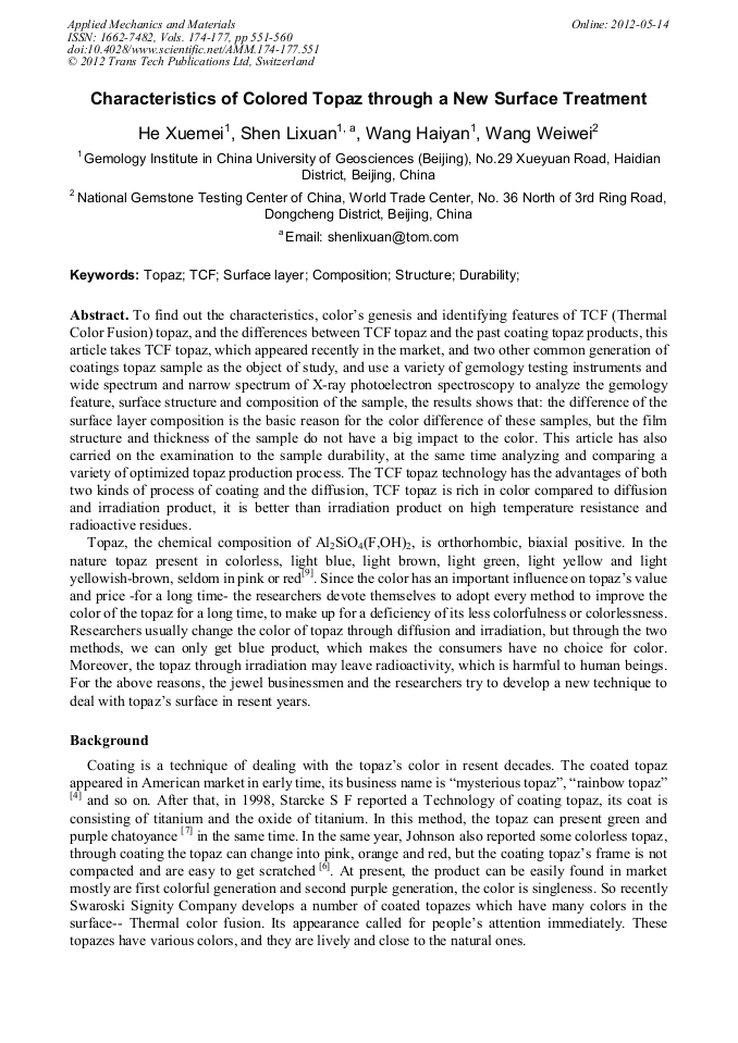 Characteristics of Colored Topaz through a New Surface Treatment ...