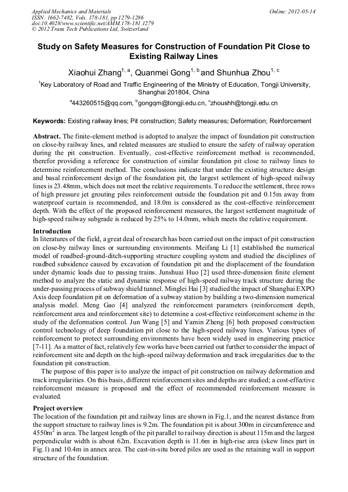 Study on Safety Measures for Construction of Foundation Pit close to ...
