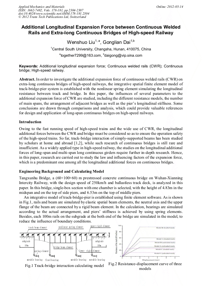 Additional Longitudinal Expansion Force between Continuous Welded Rails ...