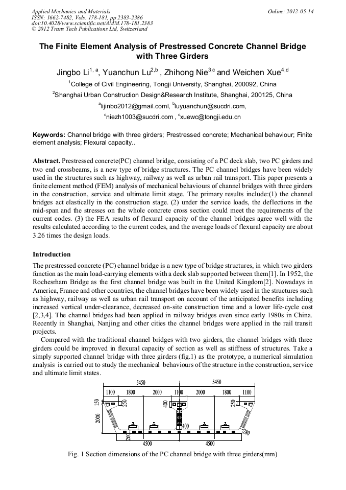 The Finite Element Analysis of Prestressed Concrete Channel Bridge with ...