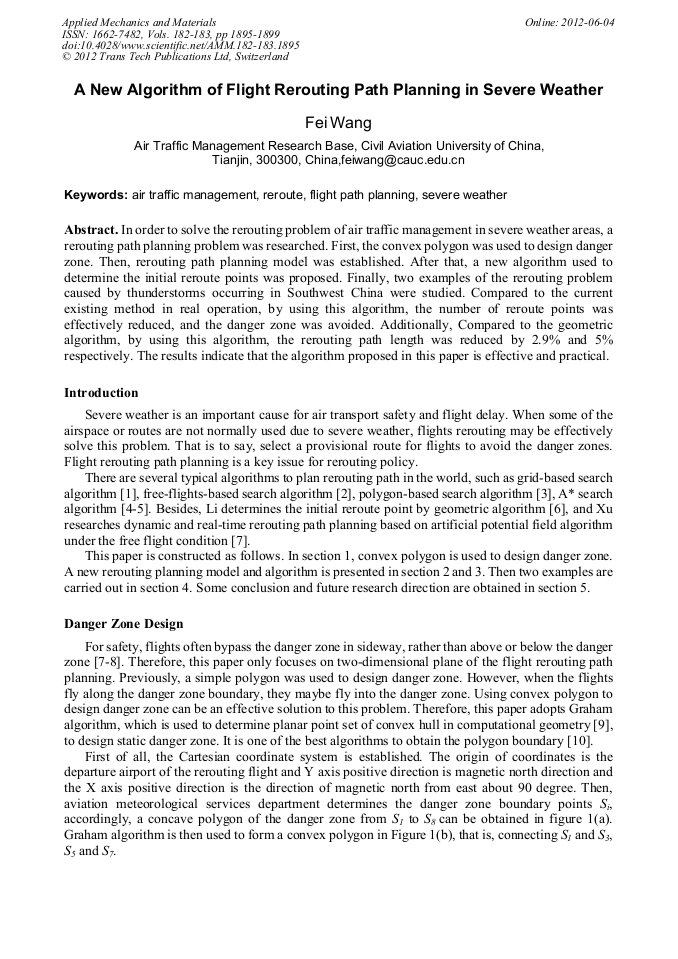 A New Algorithm of Flight Rerouting Path Planning in Severe Weather ...