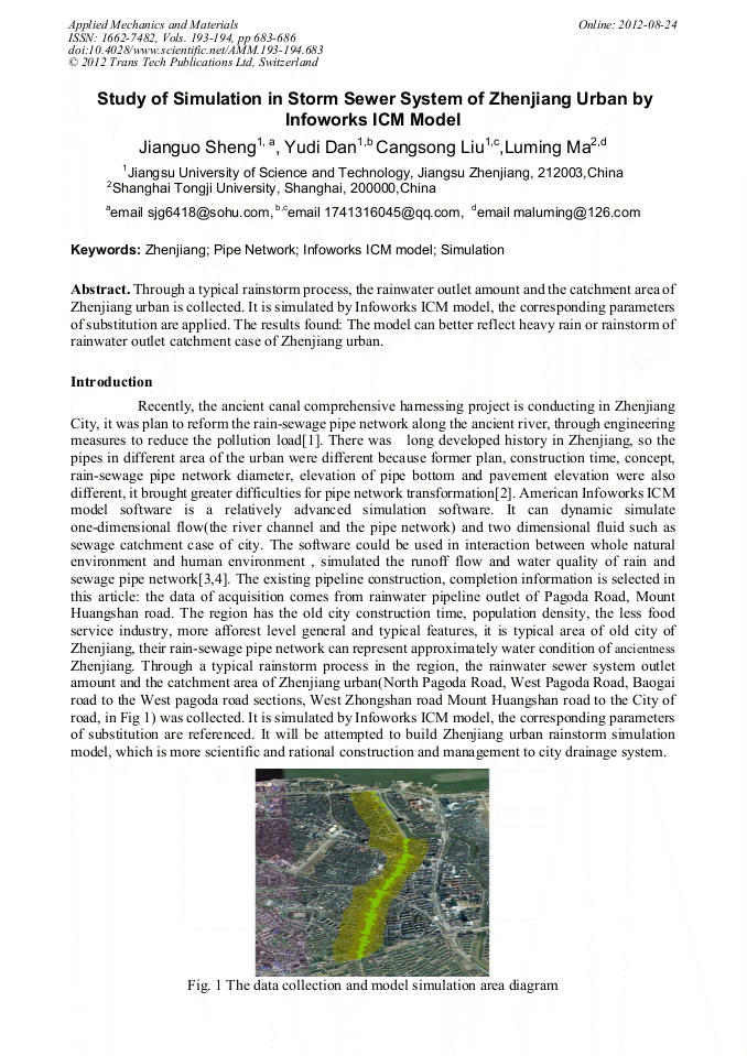 Study of Simulation in Storm Sewer System of Zhenjiang Urban by ...