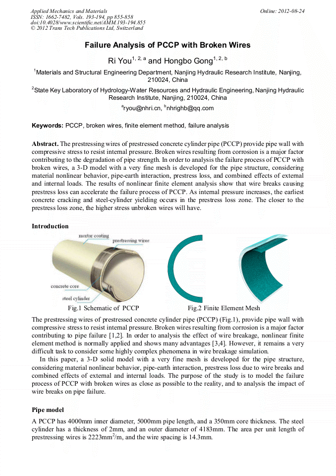 Failure Analysis of PCCP with Broken Wires | Scientific.Net