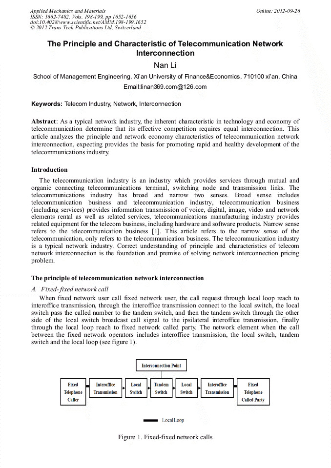 The Principle and Characteristic of Telecommunication Network ...