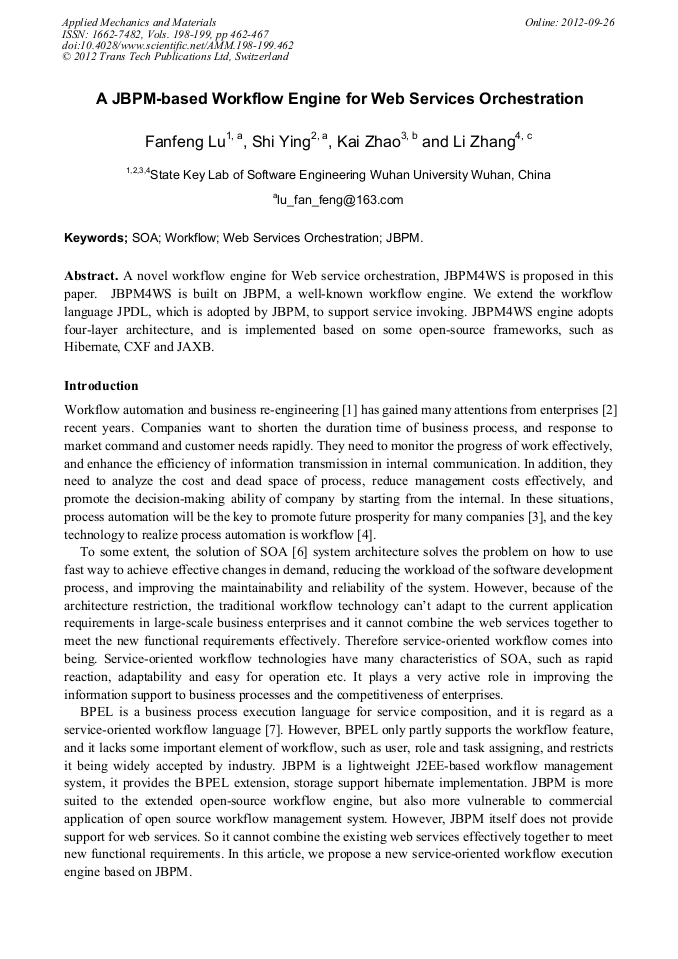 A JBPM-Based Workflow Engine for Web Services Orchestration | Scientific.Net