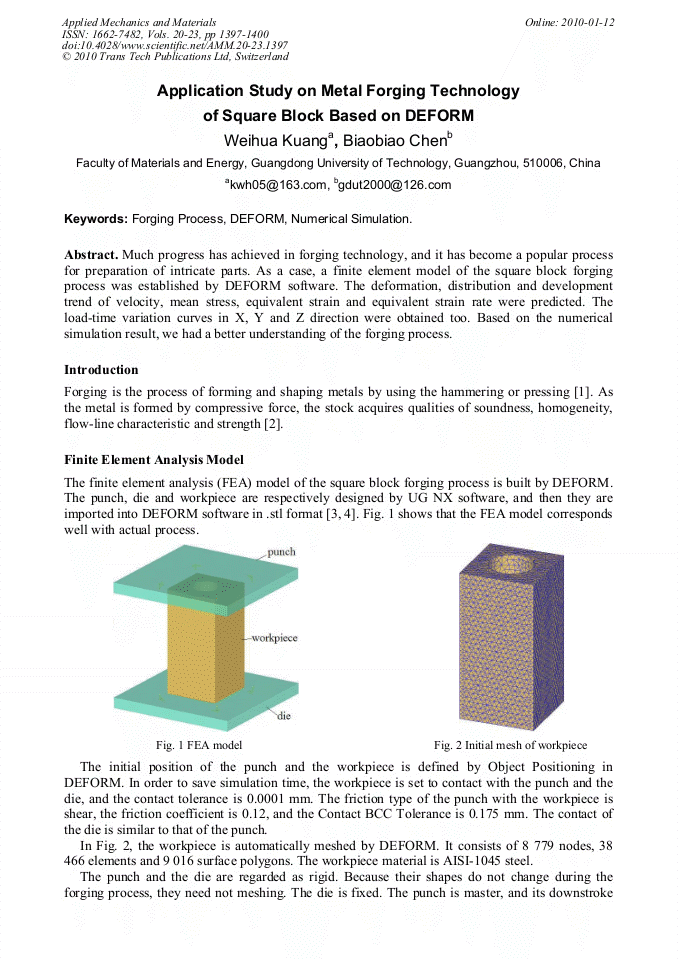 Application Study on Metal Forging Technology of Square Block Based on ...