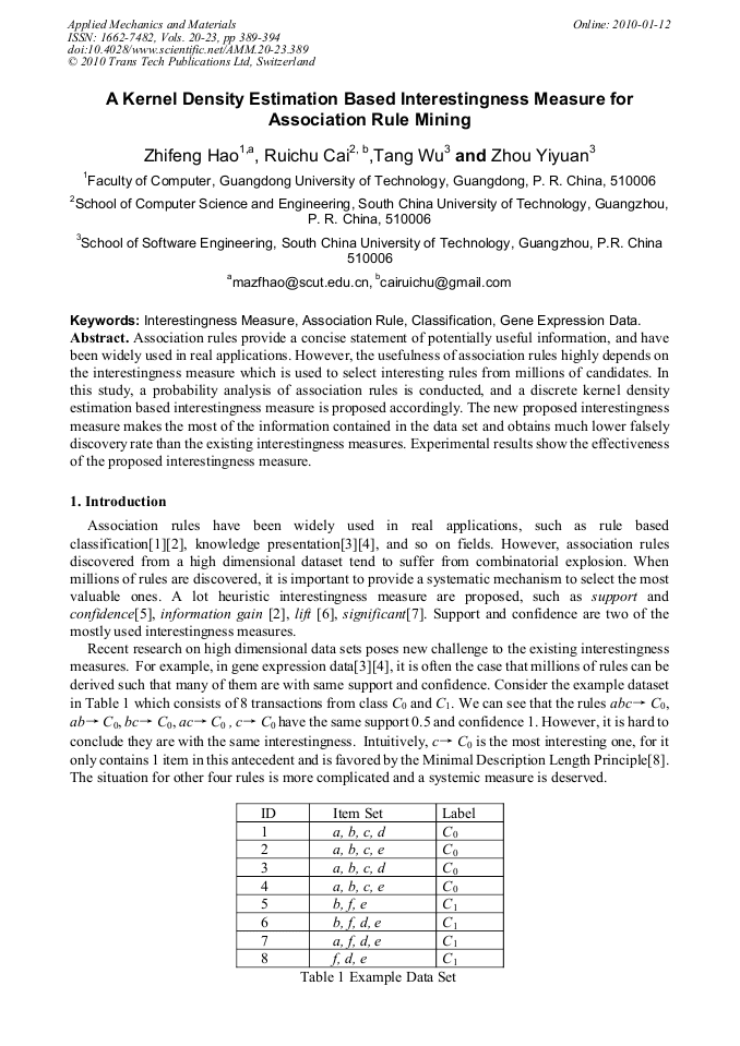 A Kernel Density Estimation Based Interestingness Measure for Association Rule Mining ...
