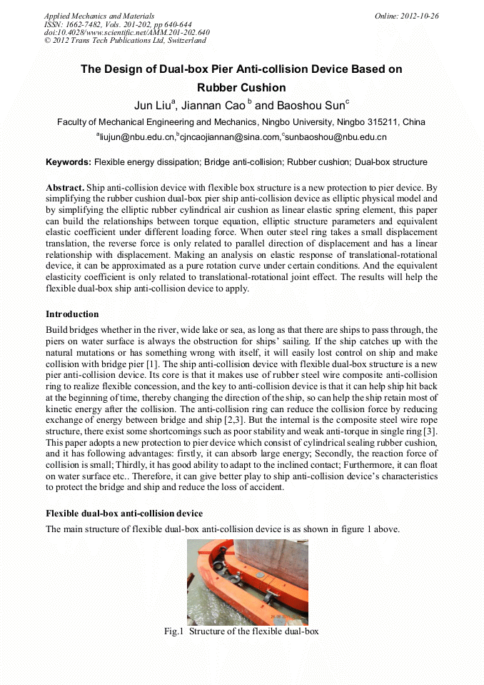 The Design of Dual-Box Pier Anti-Collision Device Based on Rubber ...