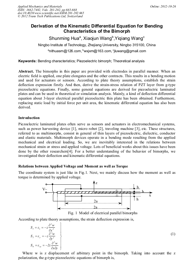 Derivation of the Kinematic Differential Equation for Bending ...