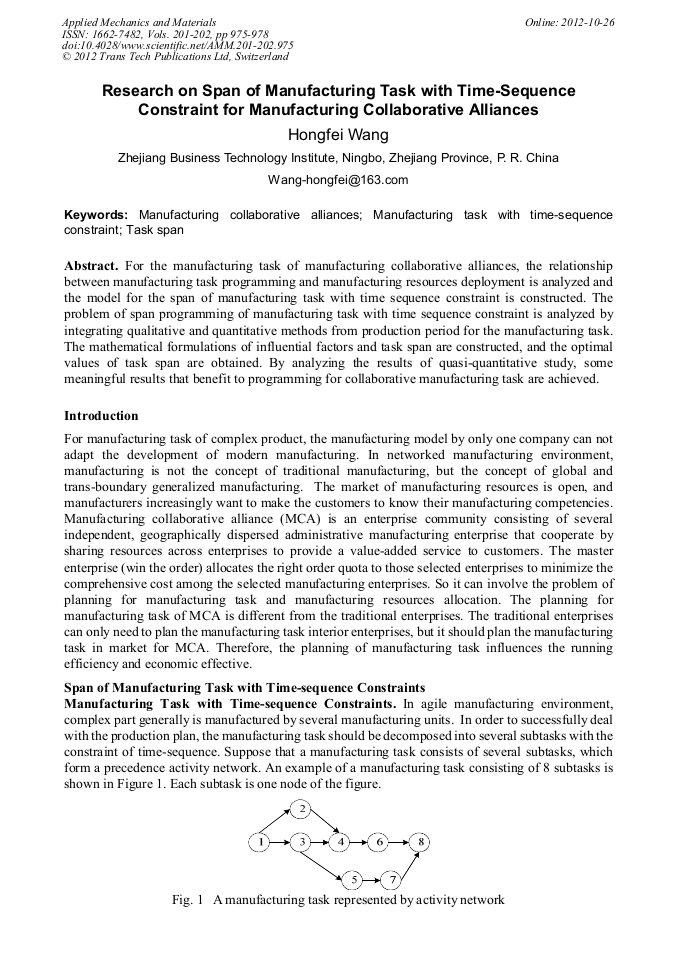 Research on Span of Manufacturing Task with Time-Sequence Constraint ...