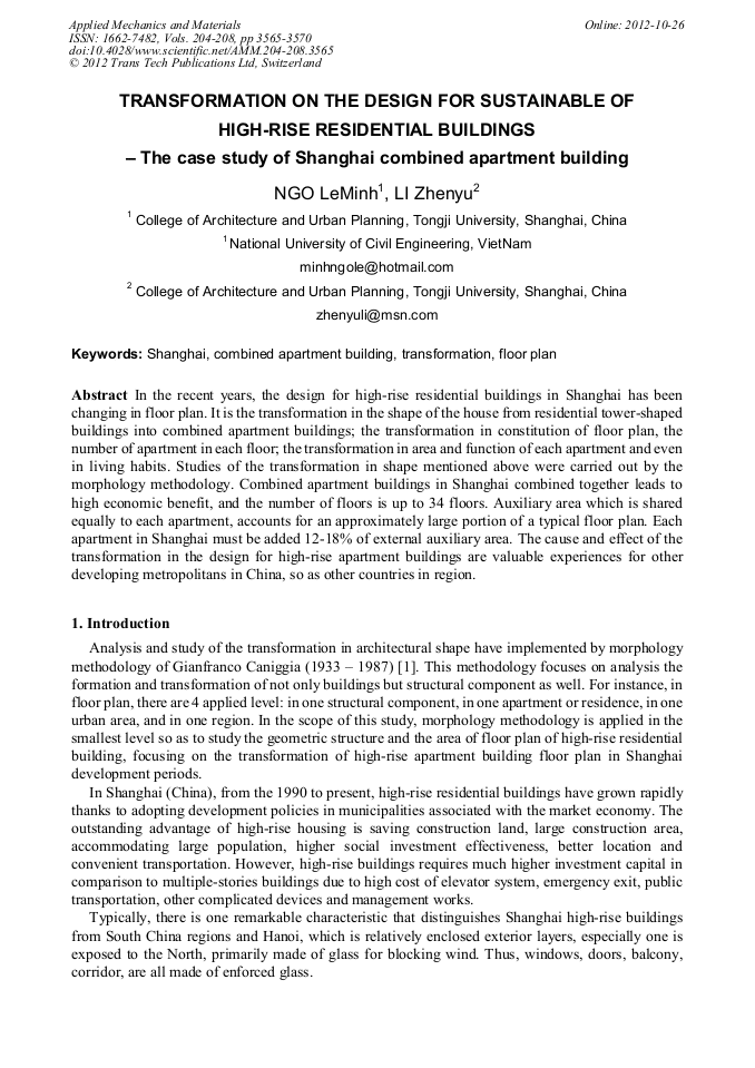 Transformation on the Design for Sustainable of High-Rise Residential ...