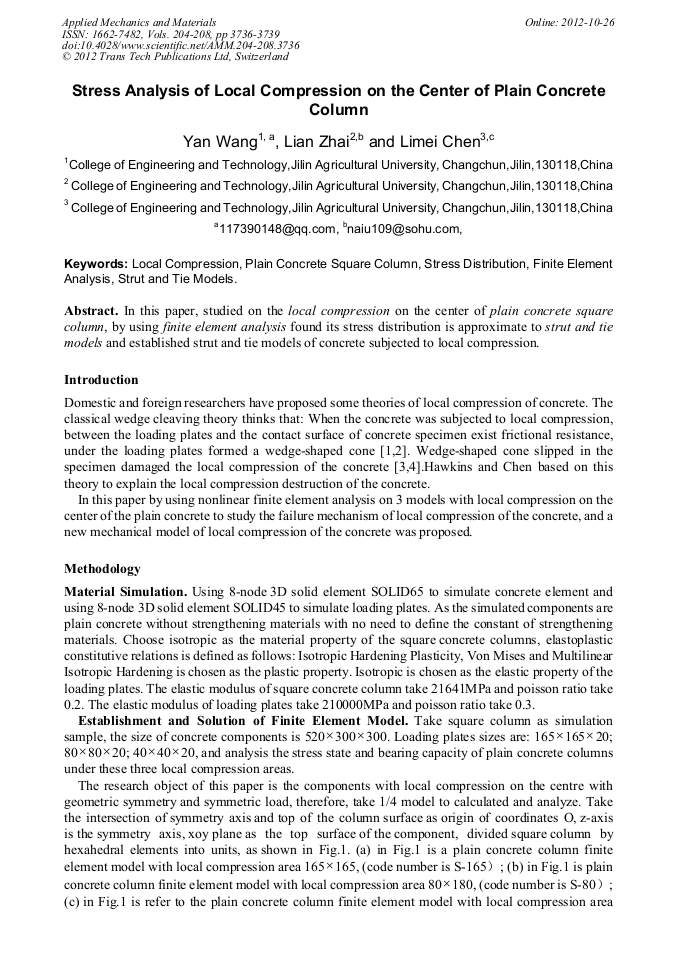 Stress Analysis of Local Compression on the Center of Plain Concrete ...